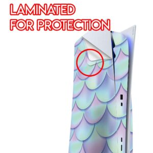 ITS A Skin Skins Compatible with Sony Playstation 5 Console Disc Edition - Protective Decal Overlay Stickers wrap Cover - Mermaid Scales Blue Pink