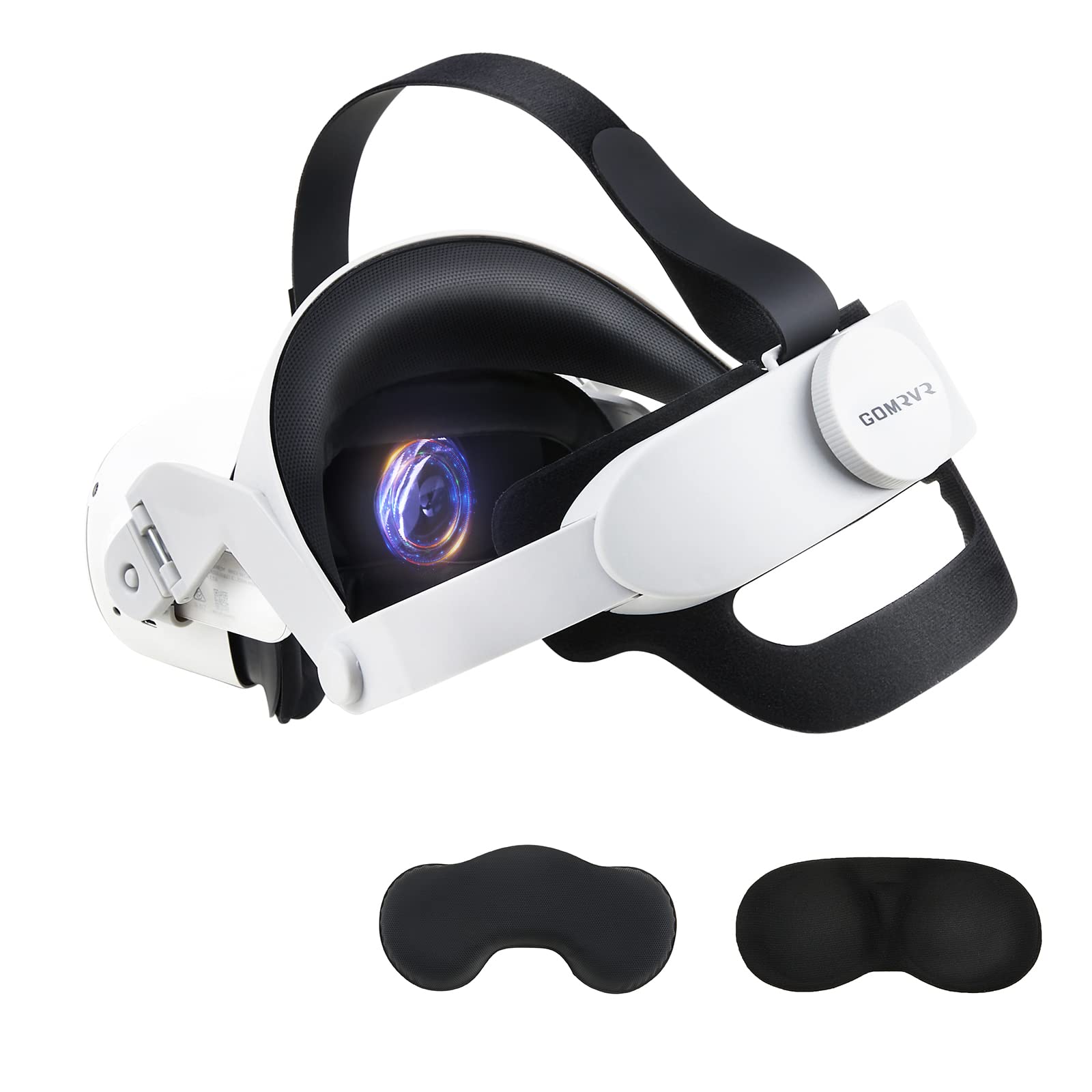 GOMRVR Adjustable Halo Strap for Oculus Quest1/Quest 2 Head Strap with a Comfortable Back Big Cushion The Design balances Weight Reduces Facial Pressure -Virtual Reality Eyewear Accessories (White)