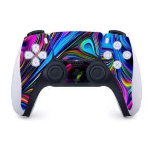 ITS A Skin Skins Compatible with Sony Playstation 5 Console Disc Edition - Protective Decal Overlay Stickers wrap Cover - Neon Color Swirl Glass