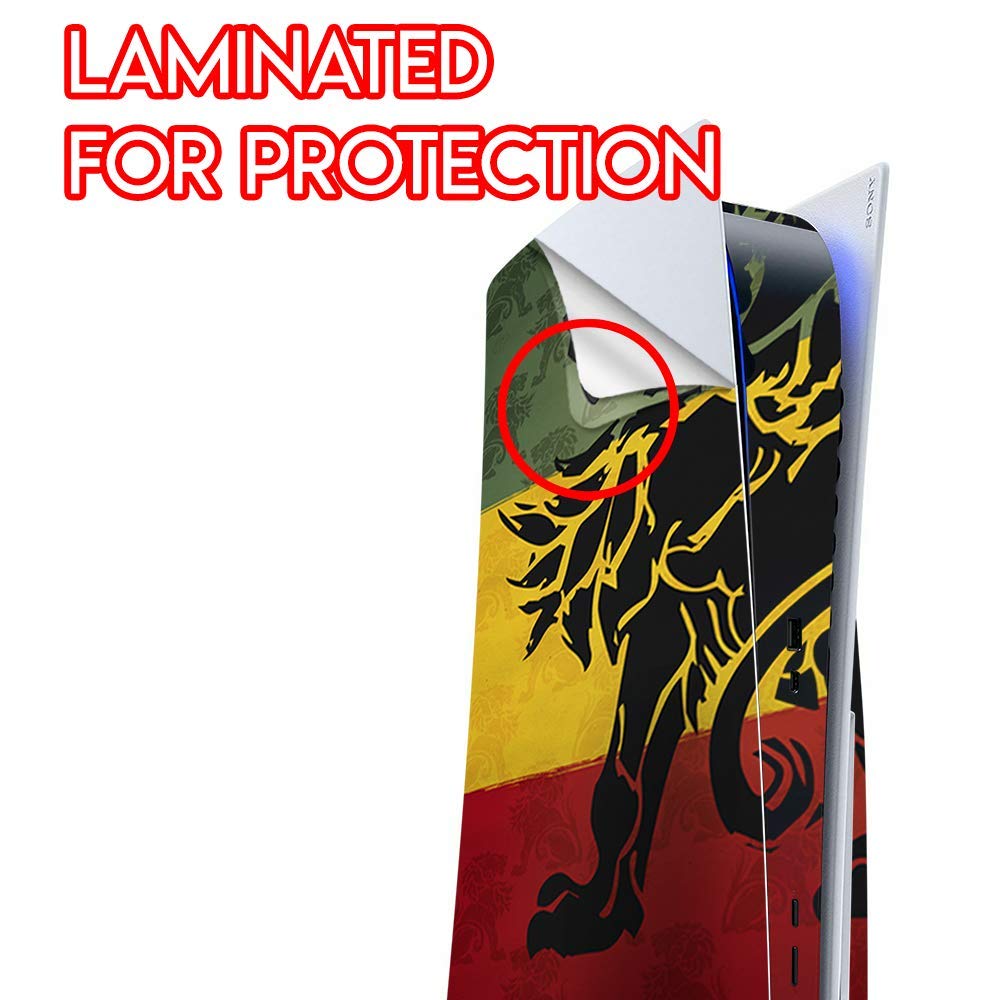 ITS A Skin Skins Compatible with Sony Playstation 5 Console Disc Edition - Protective Decal Overlay Stickers wrap Cover - Rasta Lion Africa