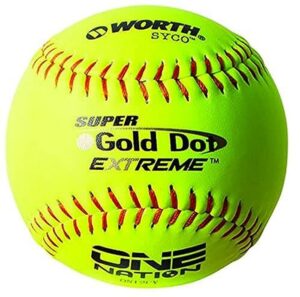 worth one nation 12" (pack of 12) gold dot slowpitch softball balls, on12cy