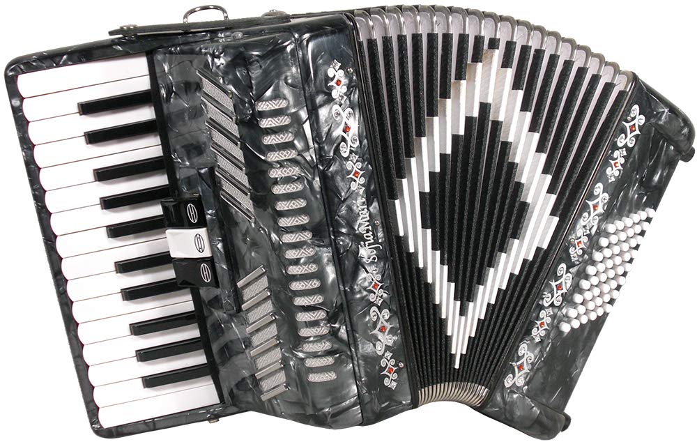 SM2648 Accordion Package: 26 Key, 48 Bass Piano Accordion, Trolly Case and Leather Straps (Gray Pearl)