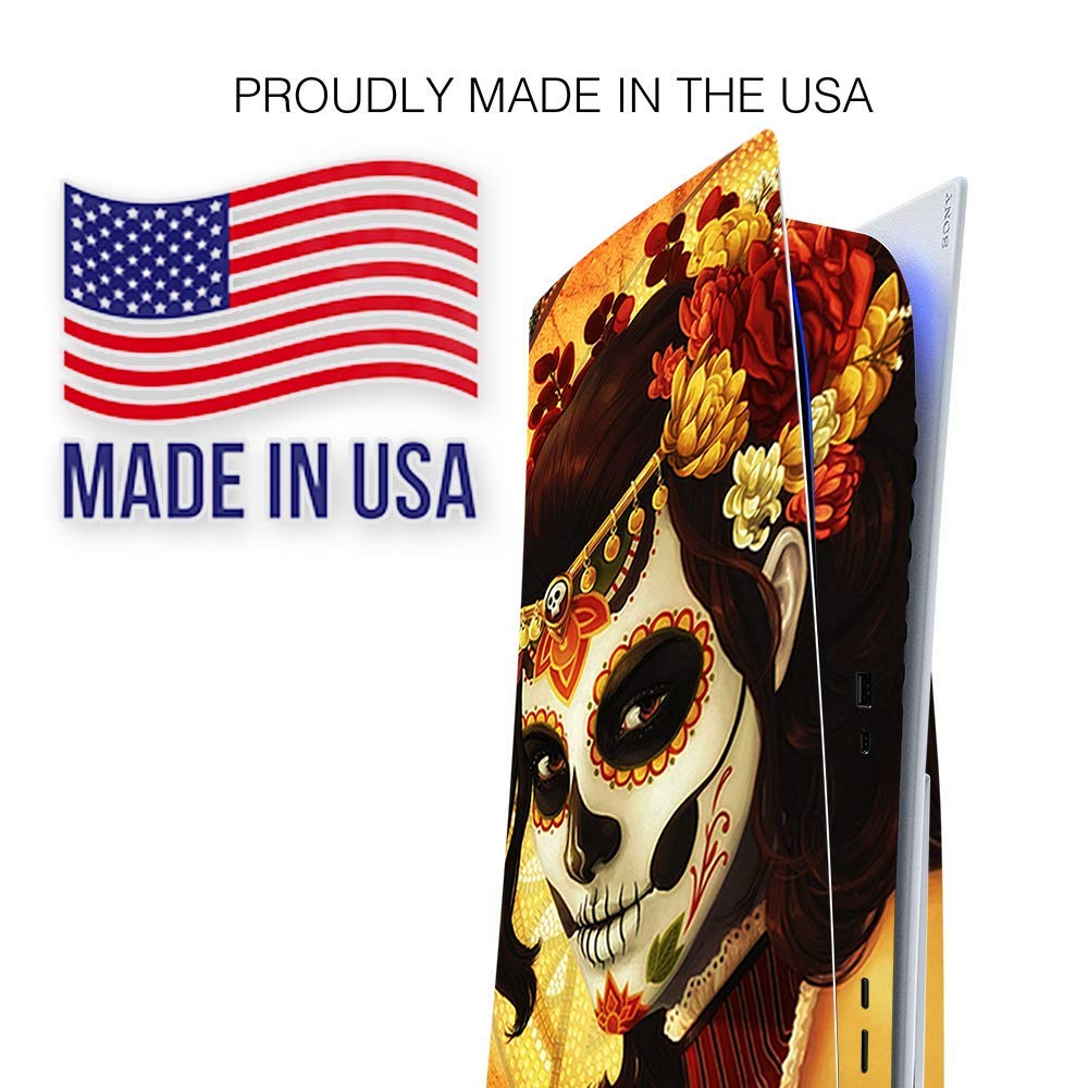 ITS A Skin Skins Compatible with Sony Playstation 5 Console Disc Edition - Protective Decal Overlay Stickers wrap Cover - Skull Girl Dia de Los Muertos Paint