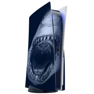 its a skin skins compatible with sony playstation 5 console disc edition - protective decal overlay stickers wrap cover - shark attack