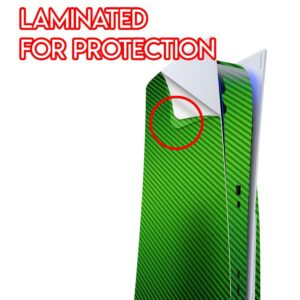 ITS A Skin Skins Compatible with Sony Playstation 5 Console Disc Edition - Protective Decal Overlay Stickers wrap Cover - Lime Green Carbon Fiber Look