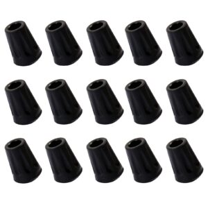 ruzzut black rubber diamond trekking pole tip protectors, hiking pole replacement tips for trekking poles, fits most standard hiking poles - shock absorbing, adds grip and traction (15pcs round tips)