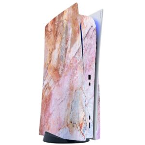 its a skin skins compatible with sony playstation 5 console disc edition - protective decal overlay stickers wrap cover - rose peach pink marble pattern