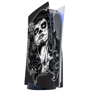 its a skin skins compatible with sony playstation 5 console disc edition - protective decal overlay stickers wrap cover - sugar skull girl dia de los meurtos