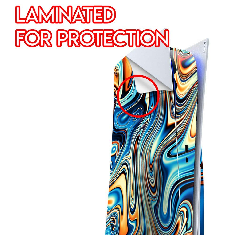 ITS A Skin Skins Compatible with Sony Playstation 5 Console Disc Edition - Protective Decal Overlay Stickers wrap Cover - Blue Orange Psychadelic Oil Slick