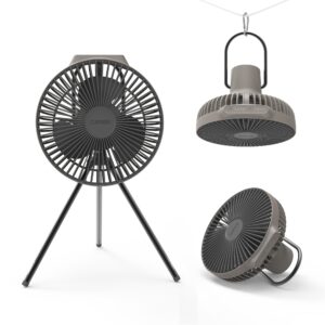 claymore portable fan v600+ (warm gray) - usb type-c charging, long-lasting battery, super quiet, strong airflow for year-round comfort. tripod, outdoors & indoors.