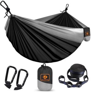 camping hammock for outside,double hammock with tree straps(18+1loops) 210t nylon parachute lightweight portable hammock for outdoor travel,hiking,backpacking,hunting,outdoor,beach,camping gear-660lbs