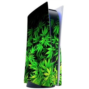 its a skin skins compatible with sony playstation 5 console disc edition - protective decal overlay stickers wrap cover - weed green bud marijuana leaves