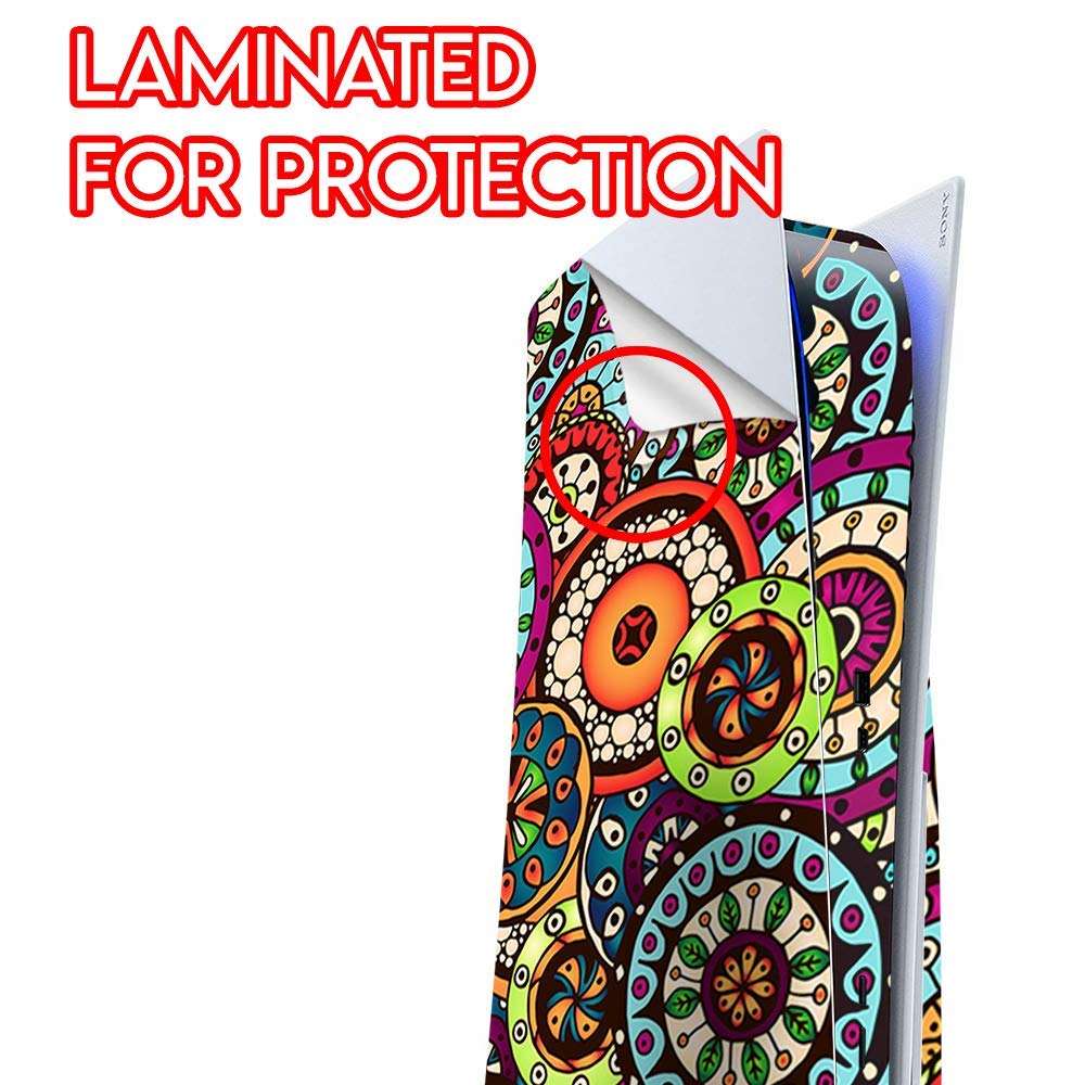 ITS A Skin Skins Compatible with Sony Playstation 5 Console Disc Edition - Protective Decal Overlay Stickers wrap Cover - Ethnic Circles Pattern