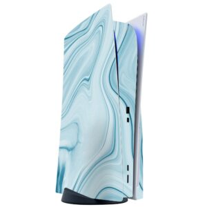 its a skin skins compatible with sony playstation 5 console disc edition - protective decal overlay stickers wrap cover - baby blue ice swirl marble