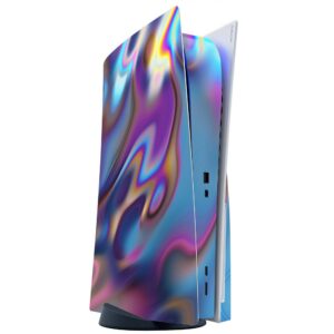 its a skin skins compatible with sony playstation 5 console disc edition - protective decal overlay stickers wrap cover - opalescent resin marble oil slick