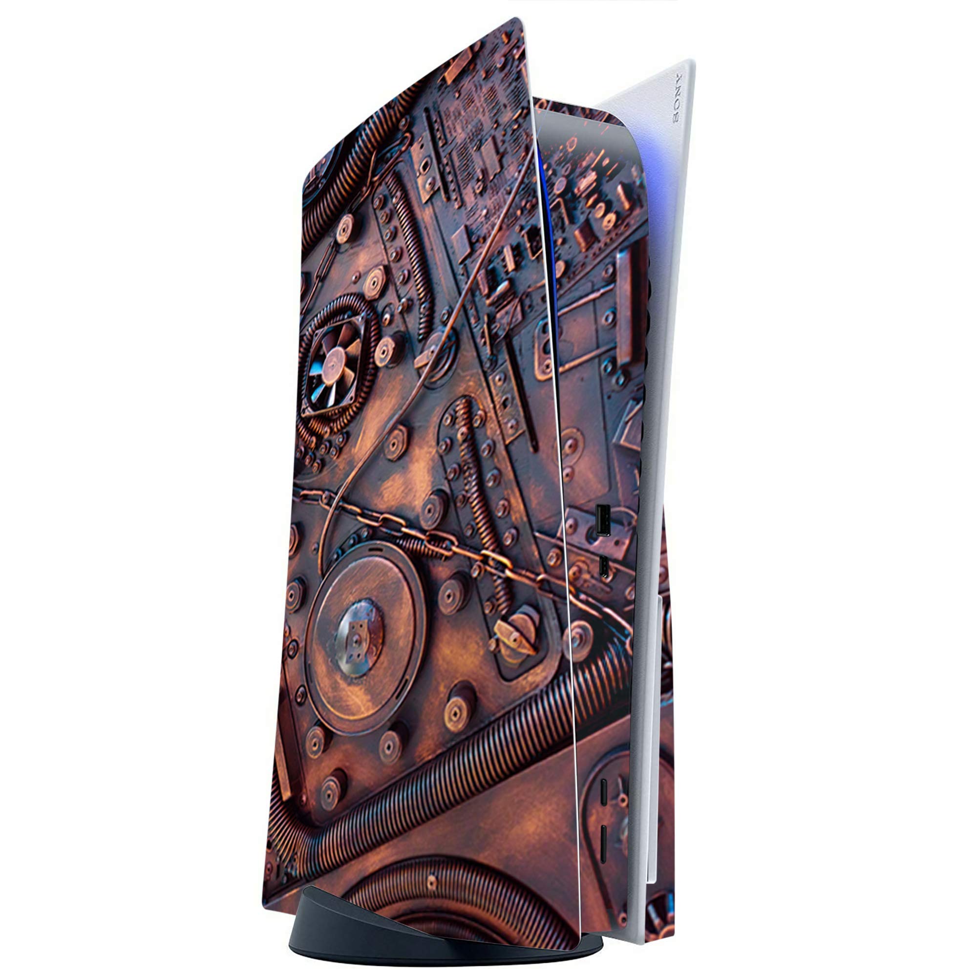 ITS A SKIN Skins Compatible with Sony Playstation 5 Console Disc Edition - Protective Decal Overlay stickers wrap cover - Steampunk Metal Panel Vault Gear