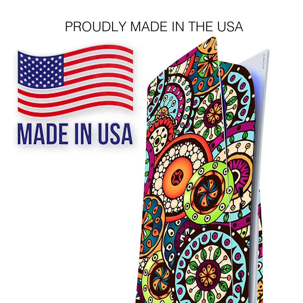 ITS A Skin Skins Compatible with Sony Playstation 5 Console Disc Edition - Protective Decal Overlay Stickers wrap Cover - Ethnic Circles Pattern