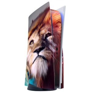 its a skin skins compatible with sony playstation 5 console disc edition - protective decal overlay stickers wrap cover - lion face