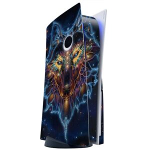 its a skin skins compatible with sony playstation 5 console disc edition - protective decal overlay stickers wrap cover - wolf dreamcatcher color