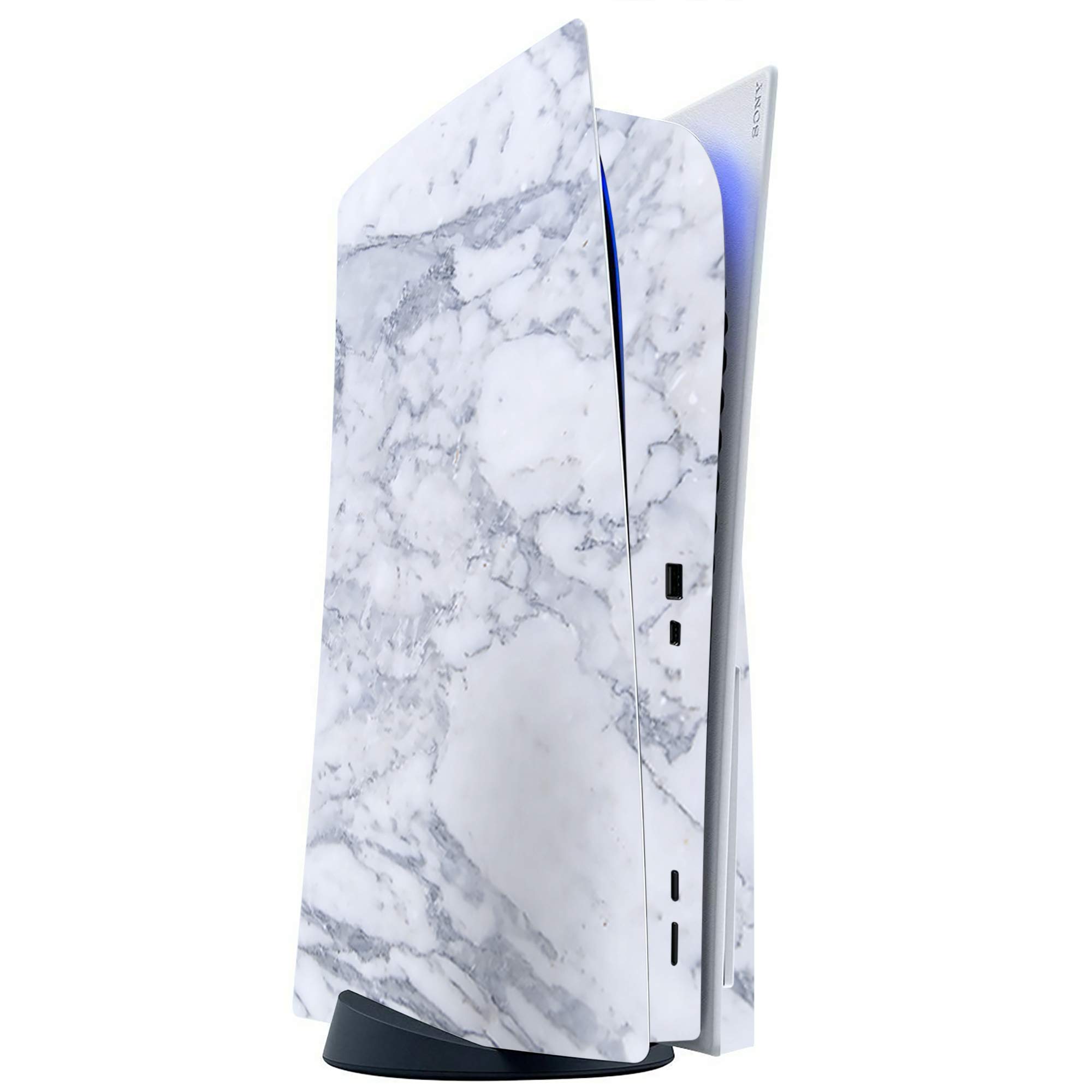 ITS A Skin Skins Compatible with Sony Playstation 5 Console Disc Edition - Protective Decal Overlay Stickers wrap Cover - Grey White Standard Marble