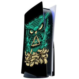 its a skin skins compatible with sony playstation 5 console disc edition - protective decal overlay stickers wrap cover - awesome owl evil