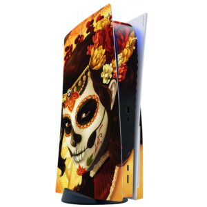 its a skin skins compatible with sony playstation 5 console disc edition - protective decal overlay stickers wrap cover - skull girl dia de los muertos paint