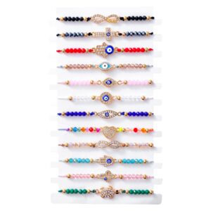 bonitter 24/12 pcs evil eye bracelets pack for women mexican braclets set protection amulet anklets jewelry gift