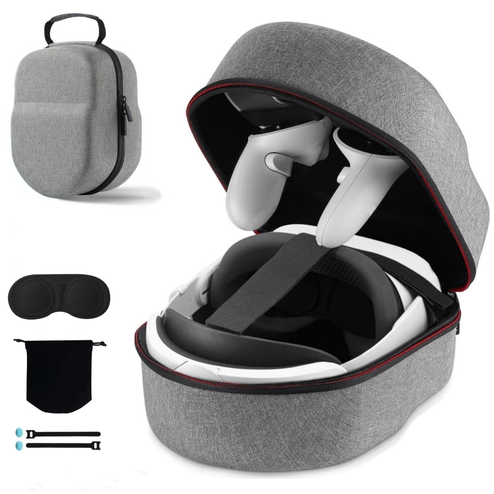 COOWPS Hard Carrying Case for Meta Quest 3/Oculus Quest 2/Vision Pro, Compatible with Elite Strap/Kiwi Design/BOBOVR Head Strap, Portal Full Protection for Travel Storage