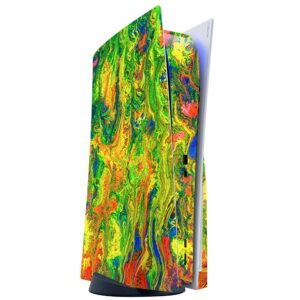 its a skin skins compatible with sony playstation 5 console disc edition - protective decal overlay stickers wrap cover - green trippy color mix psychedelic