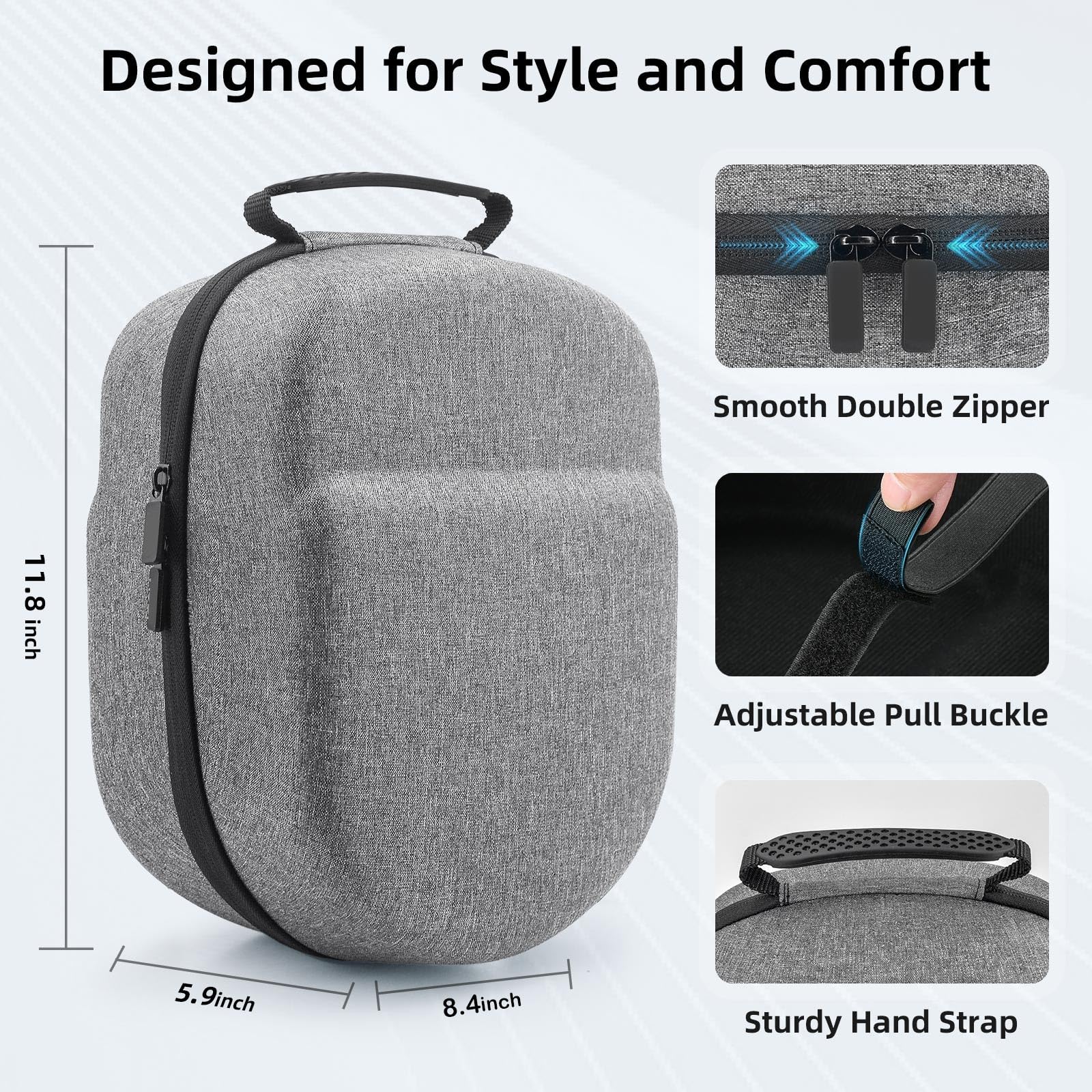 COOWPS Hard Carrying Case for Meta Quest 3/Oculus Quest 2/Vision Pro, Compatible with Elite Strap/Kiwi Design/BOBOVR Head Strap, Portal Full Protection for Travel Storage