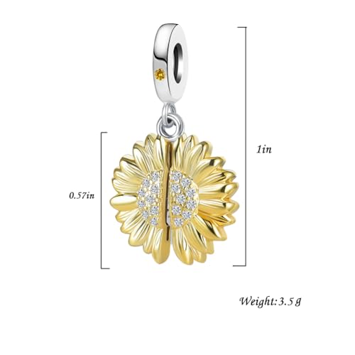 NanMuc Women Sunflower Charm You are My Sunshine Gold Plated Bead for Pandora Bracelets Wife friend Jewelry Mothers Day Gifts