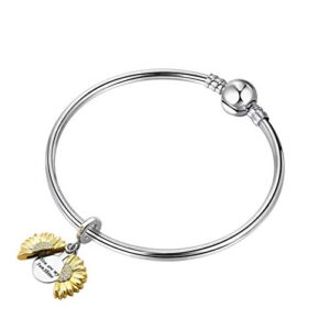 NanMuc Women Sunflower Charm You are My Sunshine Gold Plated Bead for Pandora Bracelets Wife friend Jewelry Mothers Day Gifts