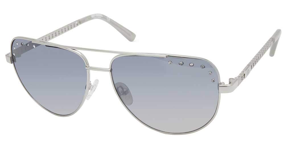 Harley-Davidson Women's Modern Pilot Sunglasses, Silver, 59-14-145