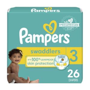 pampers swaddlers diapers - size 3, 26 count, ultra soft disposable baby diapers