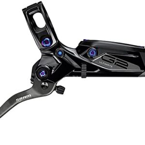 SRAM G2 Ultimate Disc Brake and Lever - Rear, Post Mount, Carbon Lever, Titanium Hardware, Gloss Black with Rainbow Hardware, A2