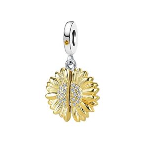 NanMuc Women Sunflower Charm You are My Sunshine Gold Plated Bead for Pandora Bracelets Wife friend Jewelry Mothers Day Gifts