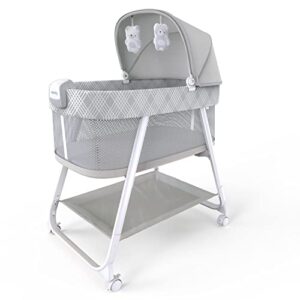 ingenuity lullanight soothing bassinet for baby with locking wheels and-night-light, newborn to 5 months, gem, 33.4x20.6x43.8"