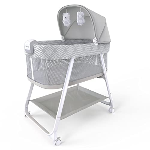 Ingenuity Lullanight Soothing Bassinet for Baby with Locking Wheels and-Night-Light, Newborn to 5 Months, Gem, 33.4x20.6x43.8"