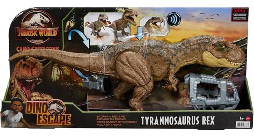 Mattel Jurassic World Camp Cretaceous Stomp 'n Escape Tyrannosaurus T Rex Action Figure Toy with Stomping Motion