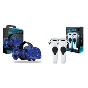 hyperkin gelshell silicone skin for htc vive pro (blue) and hyperkin gelshell controller silicone skin for htc vive pro/htc vive (white) (2-pack)