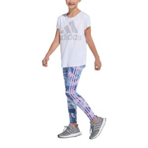 adidas girls' active sports athletic legging tight (large, crew blue)