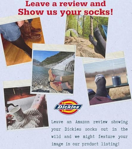 Dickies Men's Dri-Tech Legacy Moisture Control Crew Socks Multipack, Hi-Vis Orange Black (6 Pairs), Medium