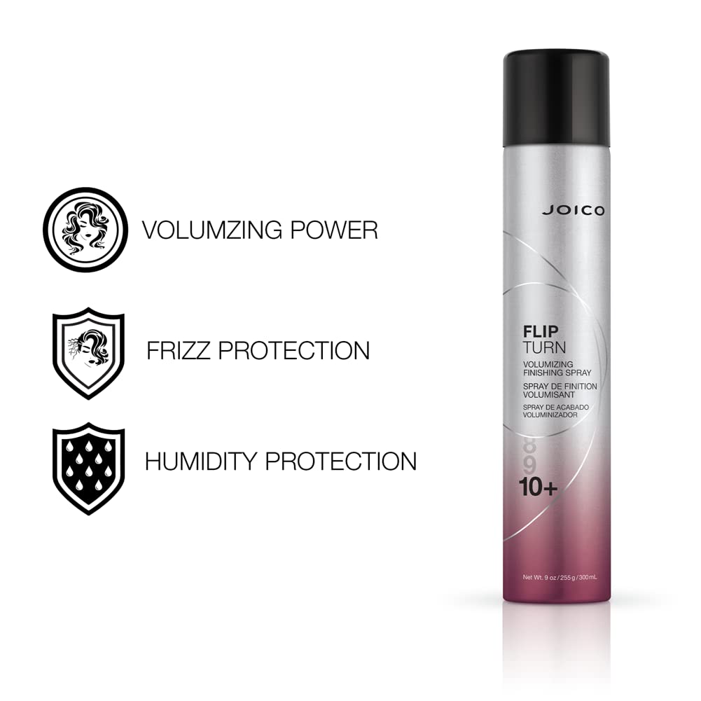 Joico Flip Turn Volumizing Finishing Spray | For Most Hair Types | Humidity Protection | Hold Level 10+ | Protect Against Pollution & Harmful UV | Paraben & Sulfate Free | 72 Hour Hold | 300mL