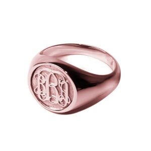 suxerlry personalized monogram letter signet rings emboss engrave initials ring jewelry gifts (rose gold)