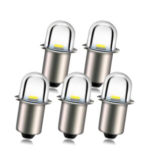 ruiandsion upgrade led flashlight bulb 18v p13.5s base socket white led bulbs replacement for flashlight torch lights,non-polarity (pack of 5)