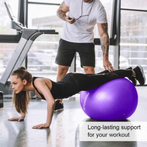 STOROMO Exercise Ball,Yoga Ball(with Exercise Tutorial)，Extra Thick Non-Slip,Holds 2500 lbs, Workout Ball for Pregnancy Birthing and Balance Stability (Purple, 55cm/21.6in)