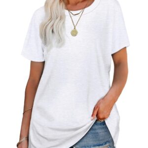 White Tshirts for Womens Crewneck Summer Tops White Tees Shirts Short Sleeve M