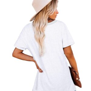 White Tshirts for Womens Crewneck Summer Tops White Tees Shirts Short Sleeve M