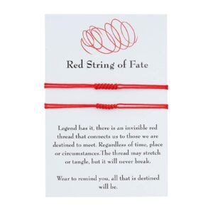 7 knot red string of fate bracelets good luck protection red rope long distance matching bracelet