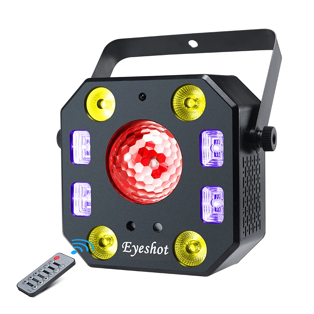 Disco Light DJ Lights, Eyeshot 5 in 1 Stage Light with Magic Ball, Led Par Light Pattern Strobe Light with UV Effect, Remote and DMX Control for Stage & DJ Lighting, Wedding Church Disco Party Lights